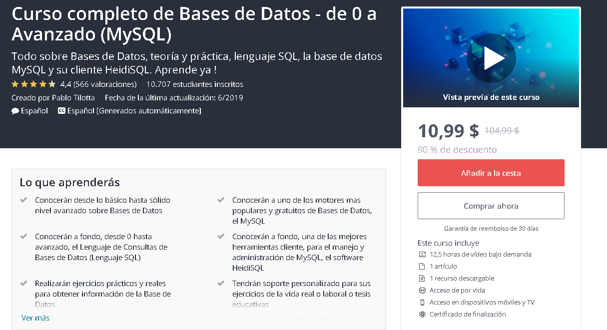 Curso completo de Bases de Datos Mysql – de 0 a Avanzado – Elio Pest